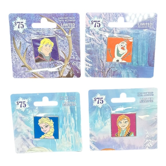 Disney | Other | 24 Disney Set Of 4 Frozen Gift Card Pin No Cash Value ...